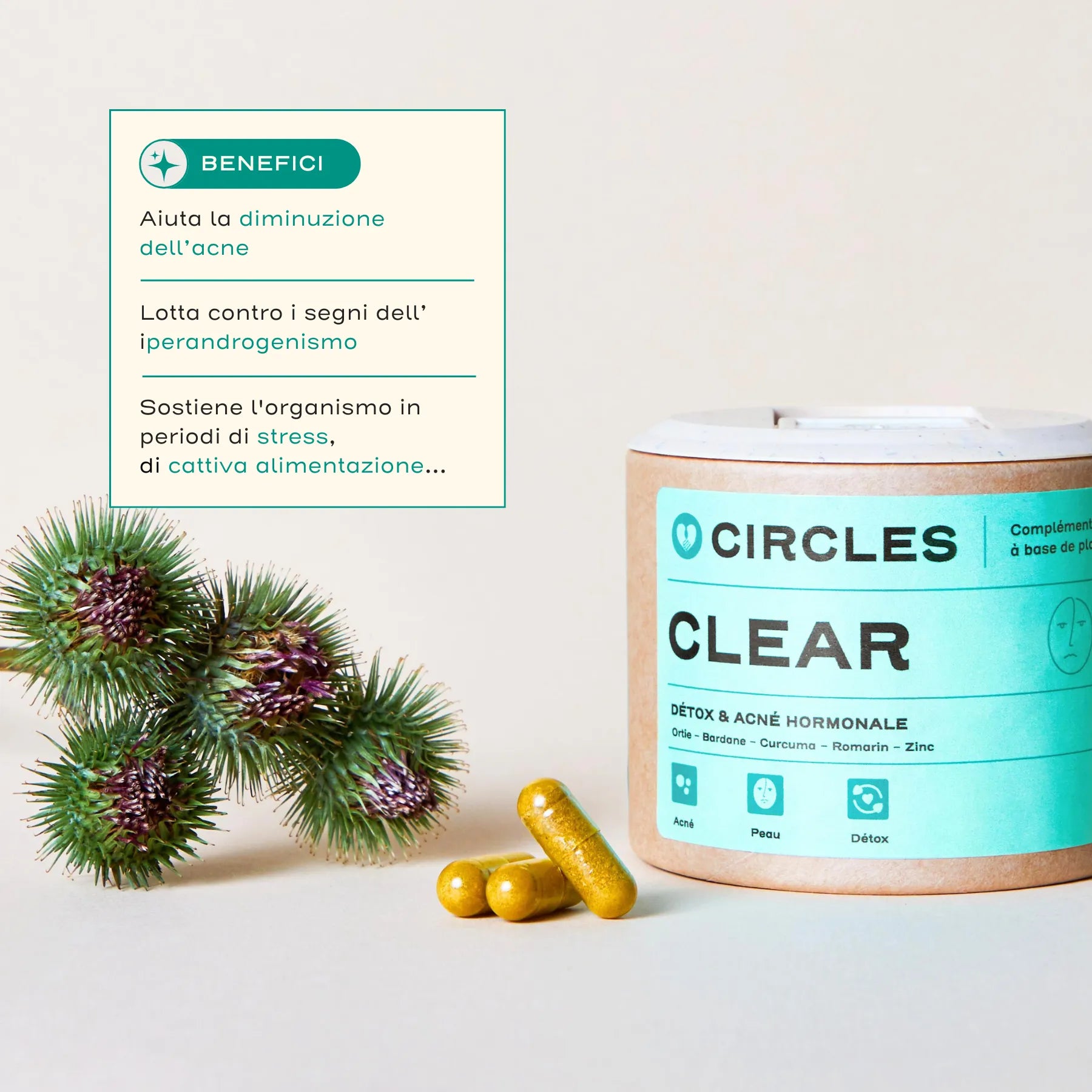 CLEAR | Integratore naturale contro l'acne ormonale | 100% naturale ...